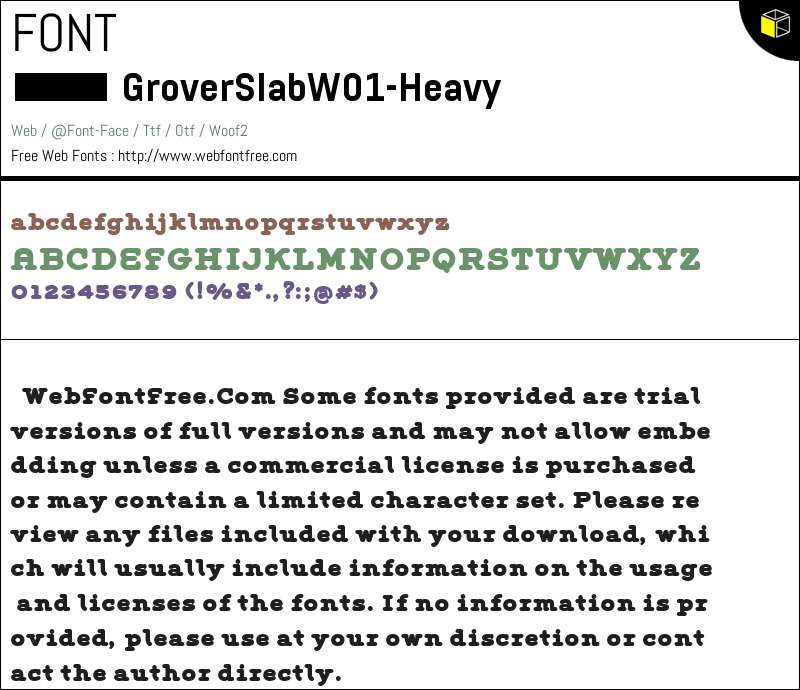 Grover Slab W01 Heavy Fonts Downloads - WebFontFree.Com