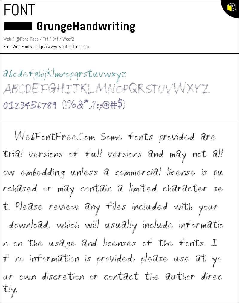 Grunge Handwriting Fonts Downloads - WebFontFree.Com