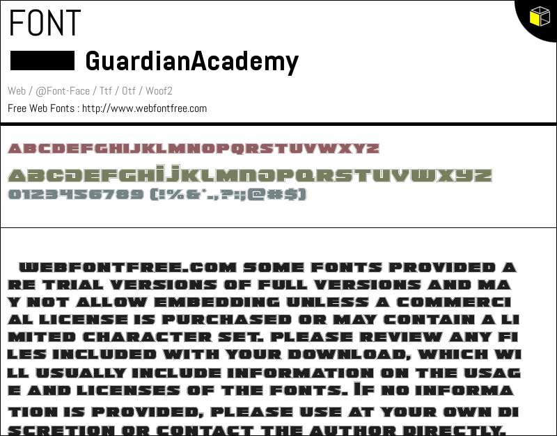 Guardian Academy Fonts Downloads - WebFontFree.Com