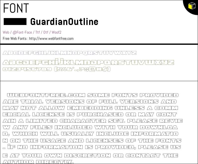 Guardian Outline Fonts Downloads - WebFontFree.Com