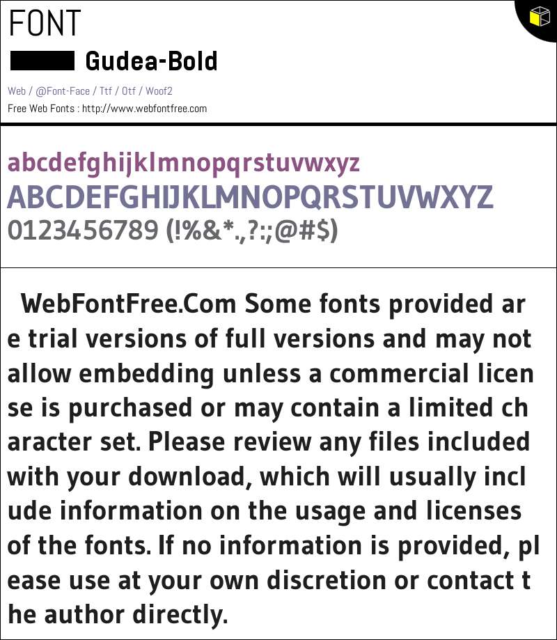 Gudea Bold Fonts Downloads - WebFontFree.Com