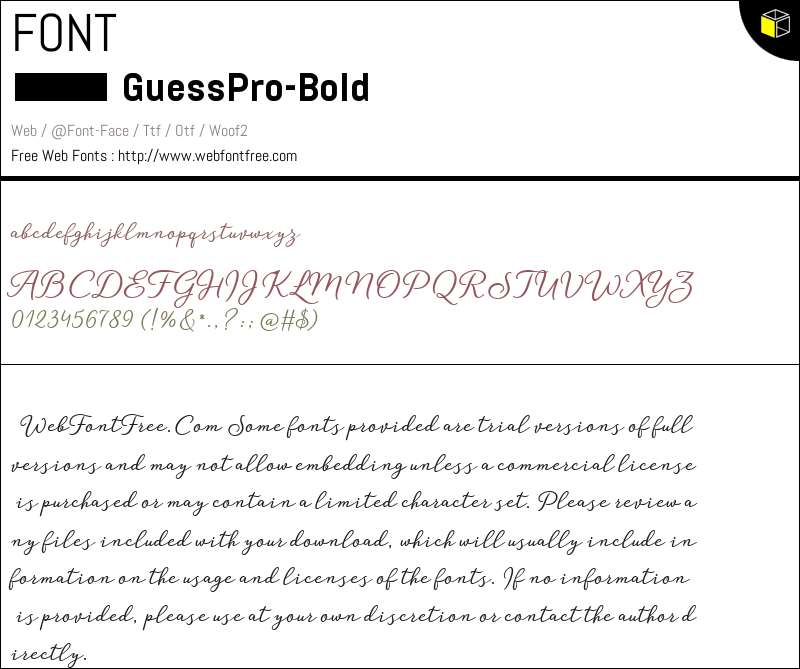 GuessPro-Bold Fonts Downloads - WebFontFree.Com