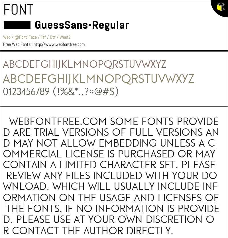 GuessSans-Regular Fonts Downloads - WebFontFree.Com