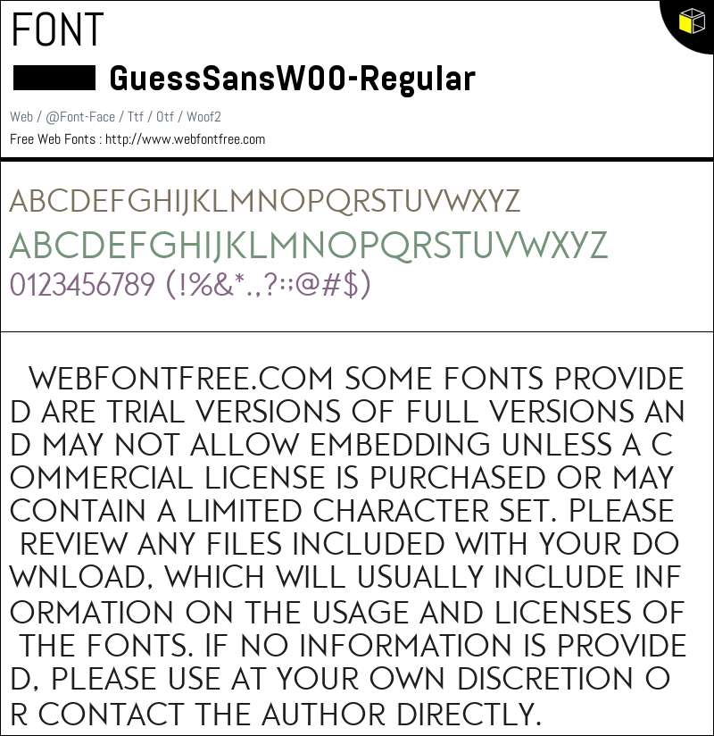 Guess Sans W00 Regular Fonts Downloads - WebFontFree.Com