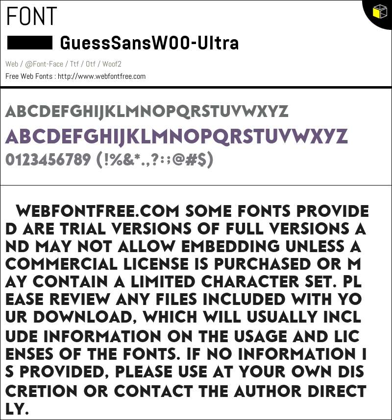 Guess Sans W00 Ultra Fonts Downloads - WebFontFree.Com