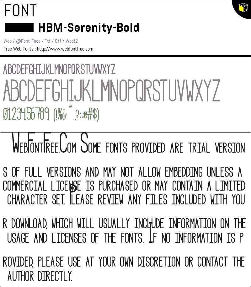 HBM Serenity Bold Fonts Downloads - WebFontFree.Com