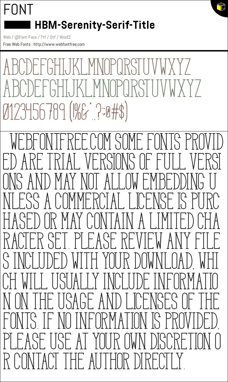 HBM Serenity Serif Title Fonts Downloads - WebFontFree.Com