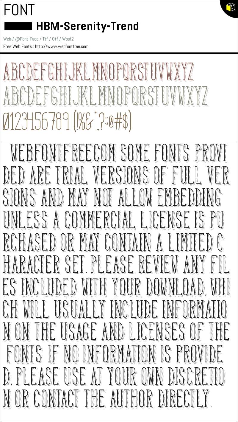 HBM Serenity Trend Fonts Downloads - WebFontFree.Com