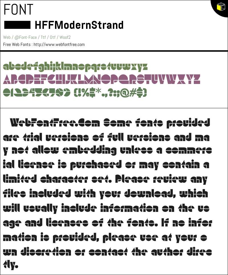 HFF Modern Strand Fonts Downloads - WebFontFree.Com