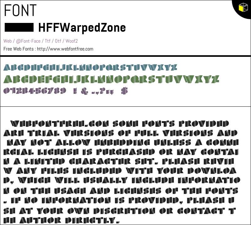 HFF Warped Zone Fonts Downloads - WebFontFree.Com