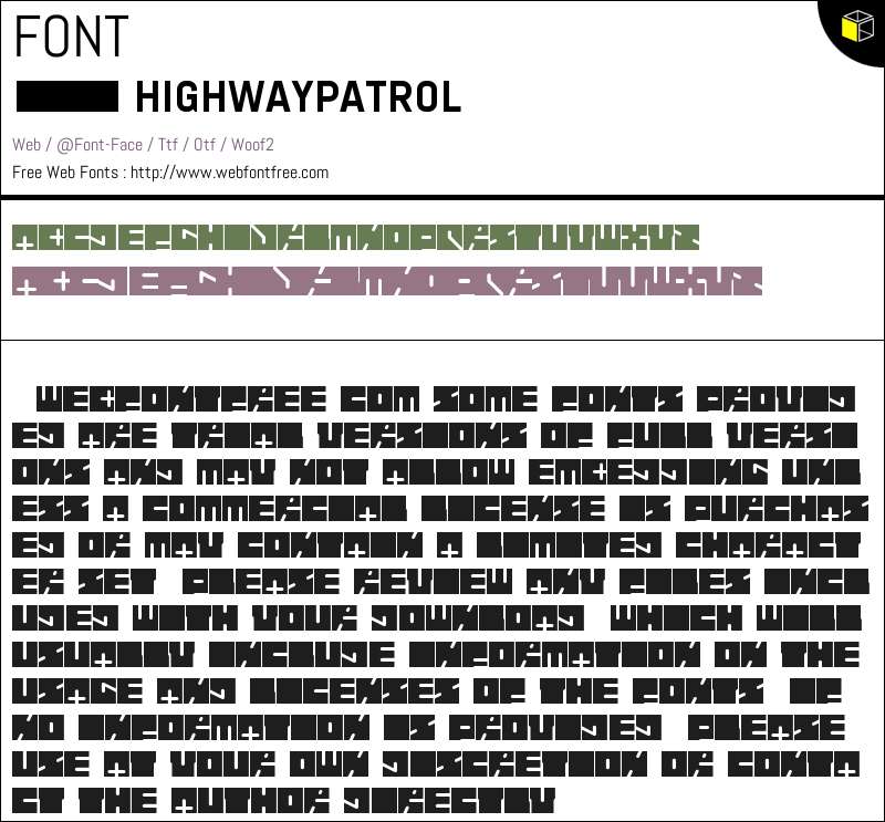HIGHWAY PATROL Fonts Downloads - WebFontFree.Com