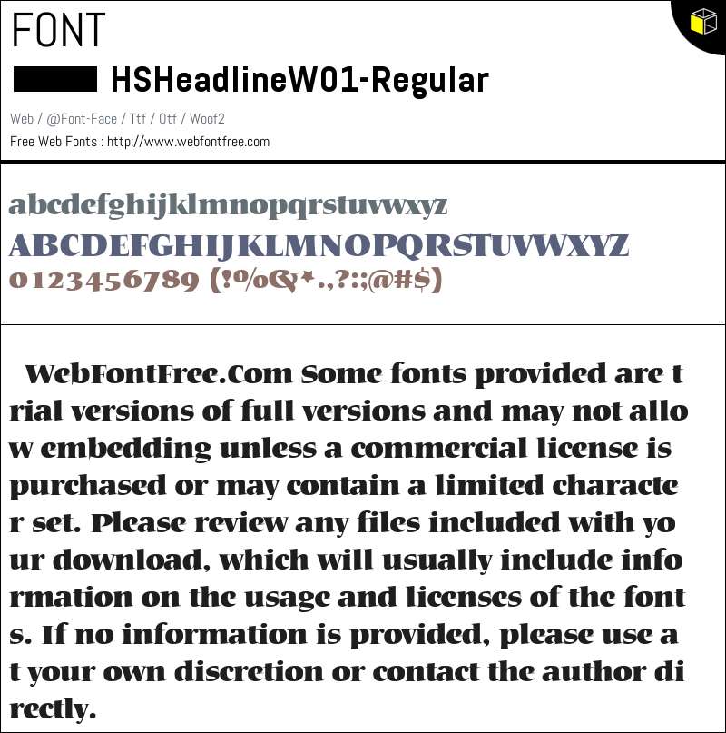 HS Headline W01 Regular Fonts Downloads - WebFontFree.Com