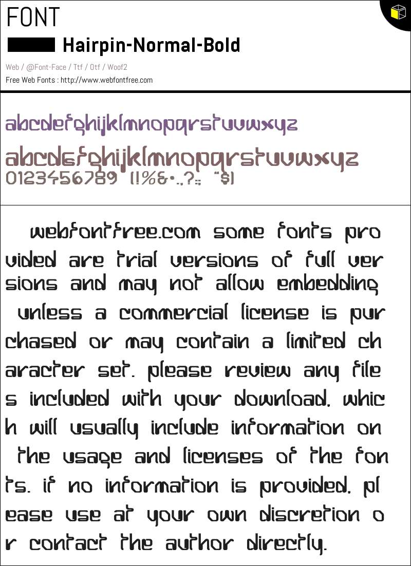 Hairpin-Normal Bold Fonts Downloads - WebFontFree.Com