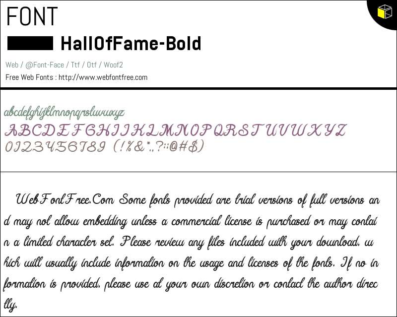 Hall Of Fame Bold Fonts Downloads - WebFontFree.Com