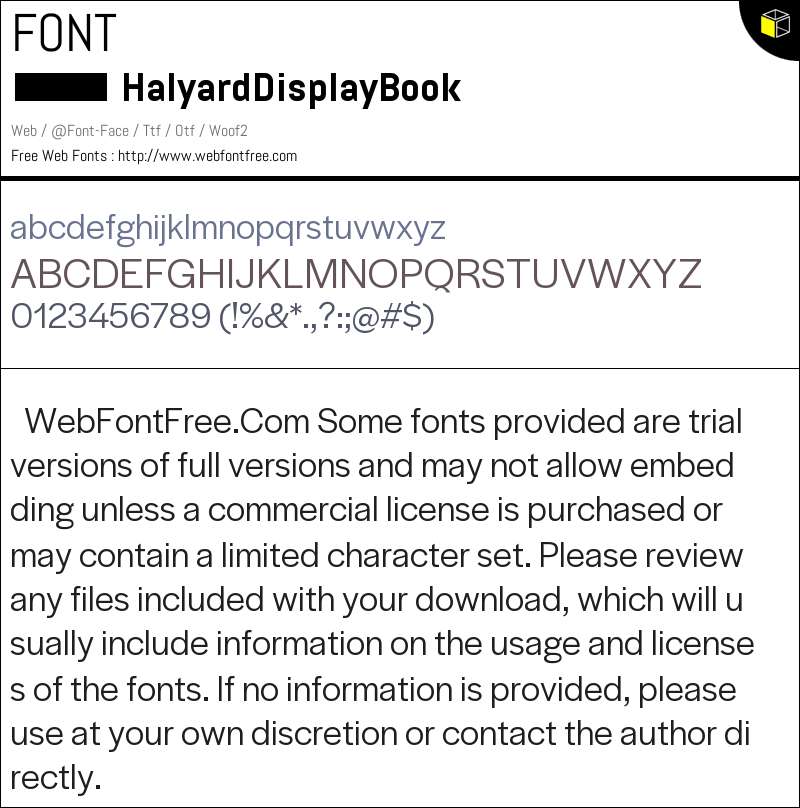 Halyard Display Book Fonts Downloads - WebFontFree.Com