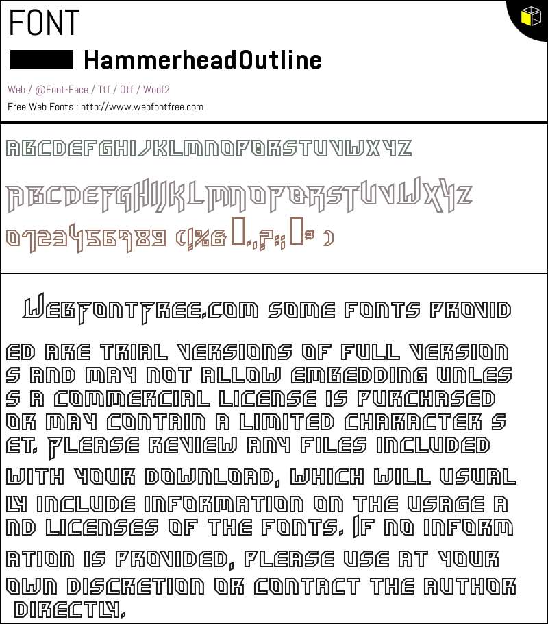 HammerheadOutline Fonts Downloads - WebFontFree.Com