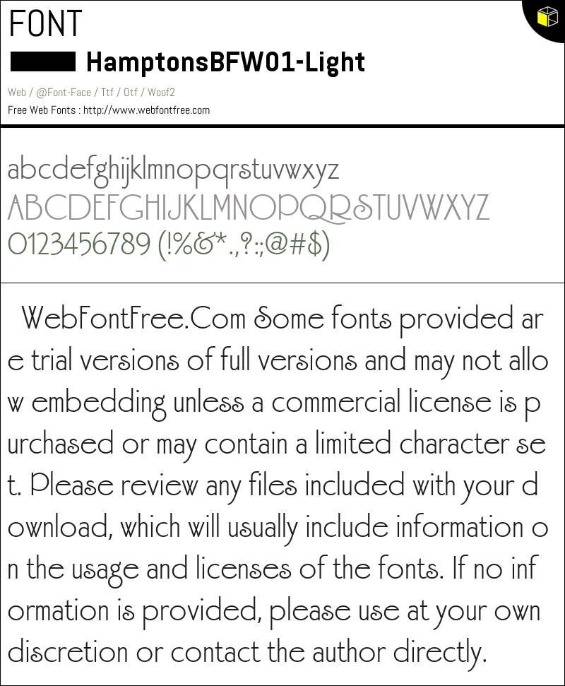 Hamptons BF W01 Light Fonts Downloads - WebFontFree.Com