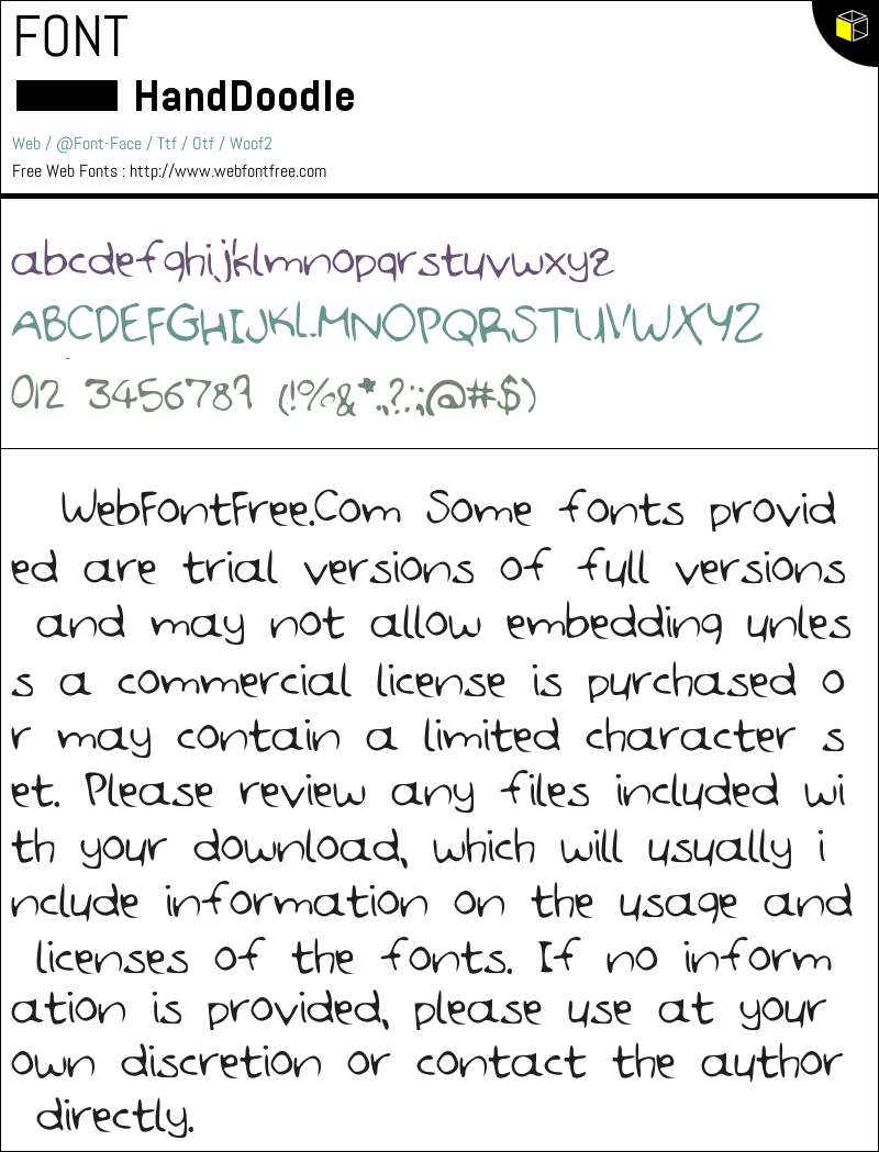 HandDoodle Fonts Downloads - WebFontFree.Com