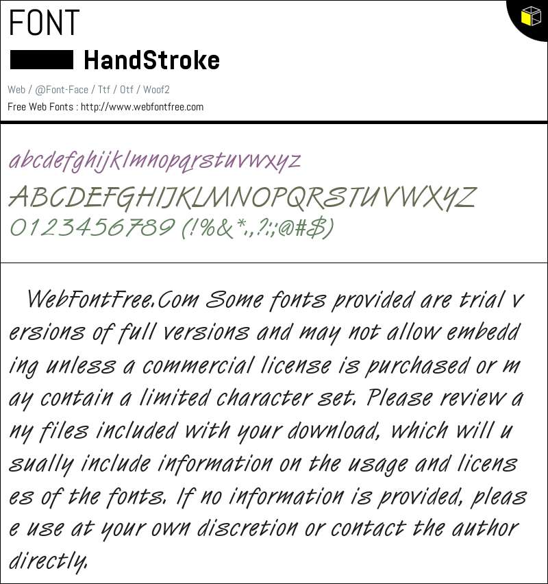 HandStroke Regular Fonts Downloads - WebFontFree.Com
