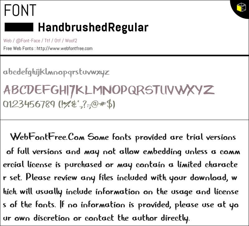 Handbrushed Fonts Downloads - WebFontFree.Com