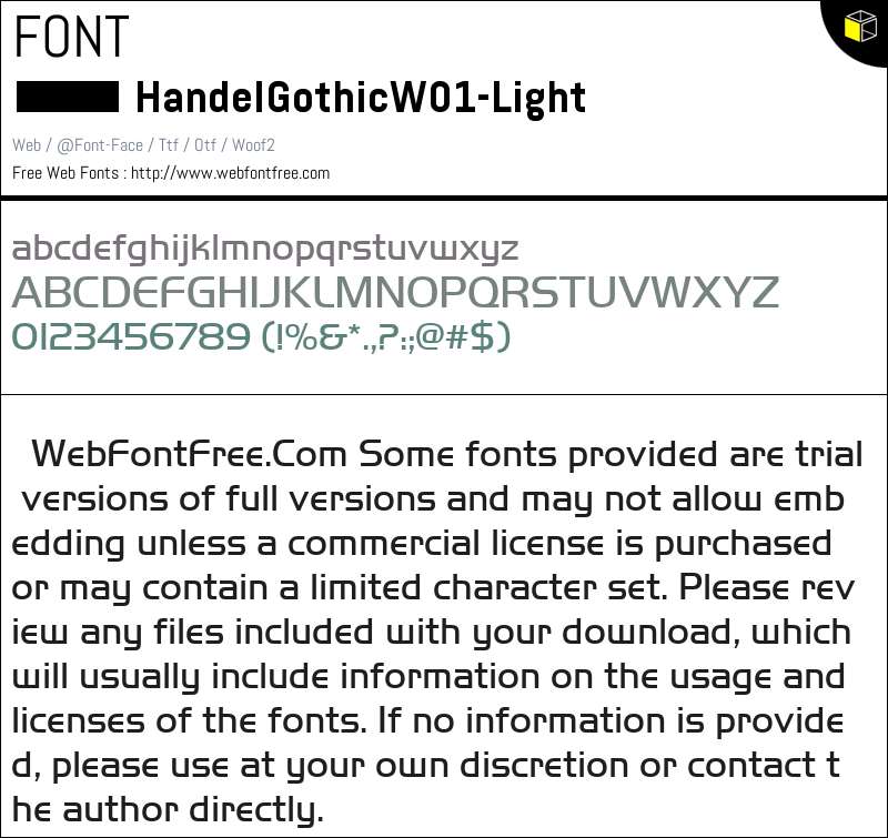 Handel Gothic W01 Light Fonts Downloads - WebFontFree.Com