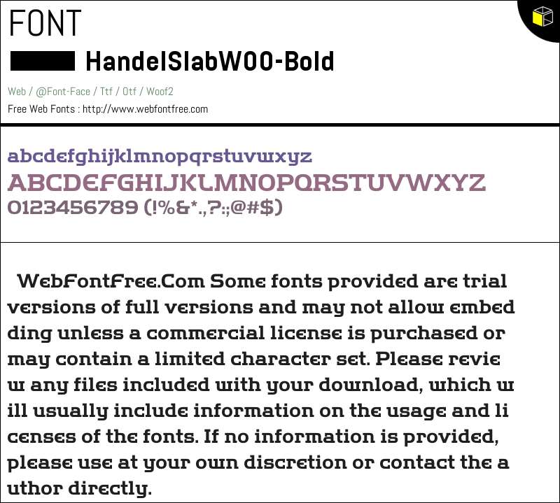 Handel Slab W00 Bold Fonts Downloads - WebFontFree.Com