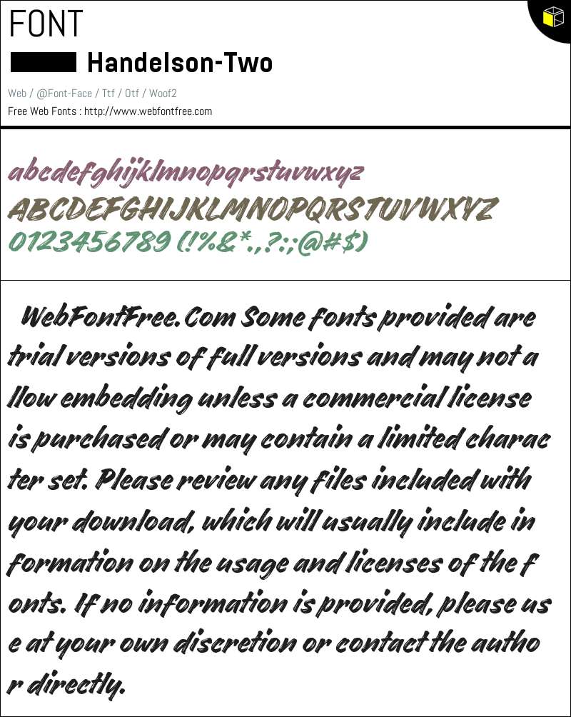 Handelson-Two Fonts Downloads - WebFontFree.Com