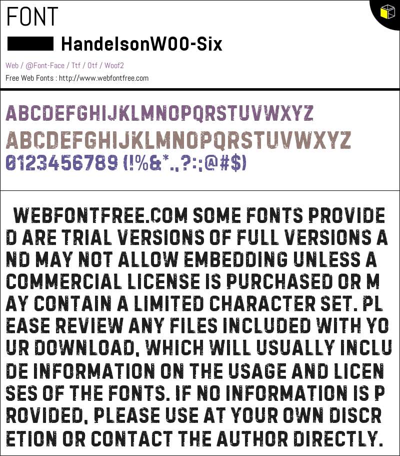 Handelson W00 Six Fonts Downloads - WebFontFree.Com