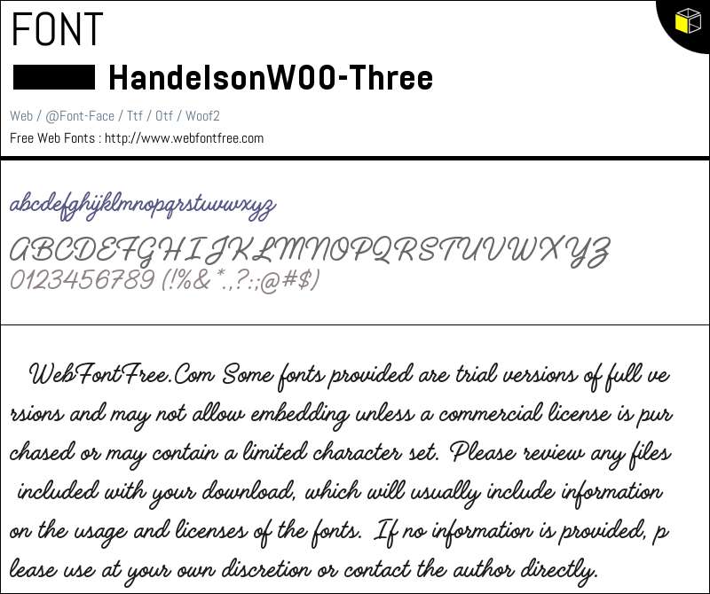 Handelson W00 Three Fuentes Descargar - WebFontFree.Com