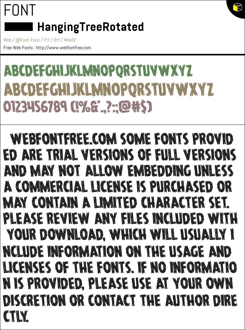 Hanging Tree Rotated Fonts Downloads - WebFontFree.Com
