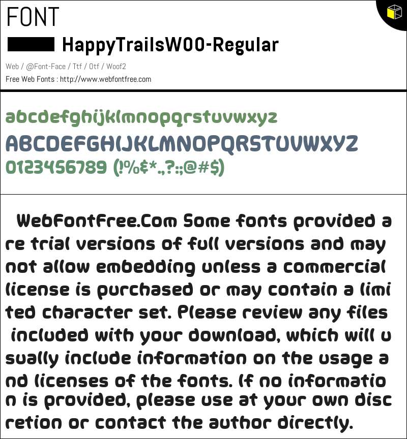Happy Trails W00 Regular Fonts Downloads - WebFontFree.Com