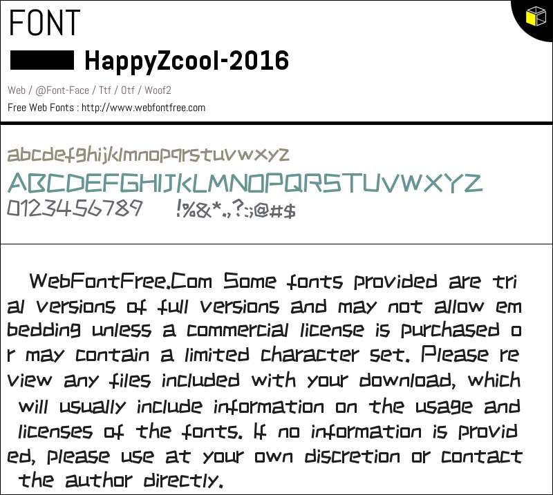 HappyZcool-2016 字体 下载 - WebFontFree.Com