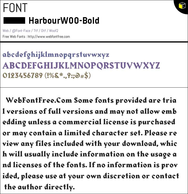 Harbour W00 Bold Fonts Downloads - WebFontFree.Com