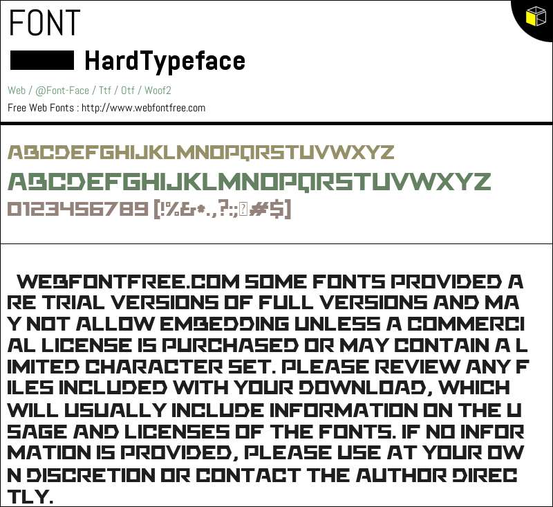 Hard Typeface Fonts Downloads - WebFontFree.Com