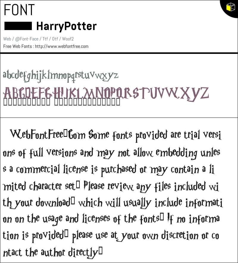Harry Potter Fonts Downloads - WebFontFree.Com