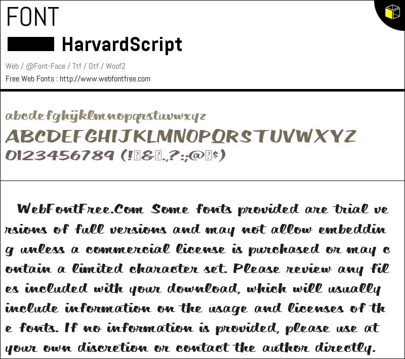 Harvard Script Fonts Downloads - WebFontFree.Com