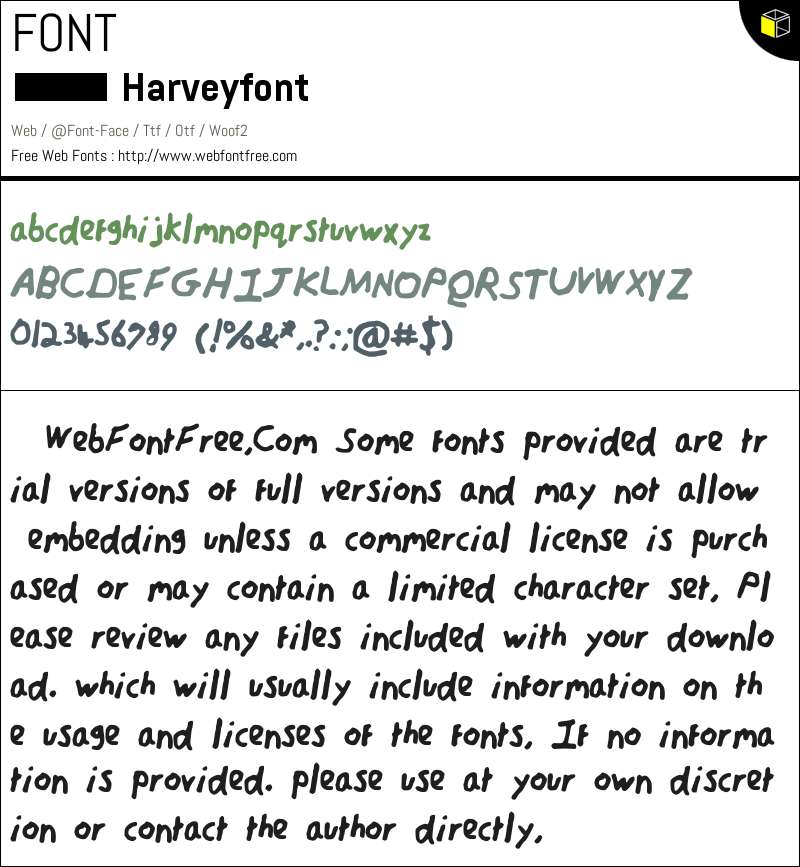 Harveyfont Fonts Downloads - WebFontFree.Com