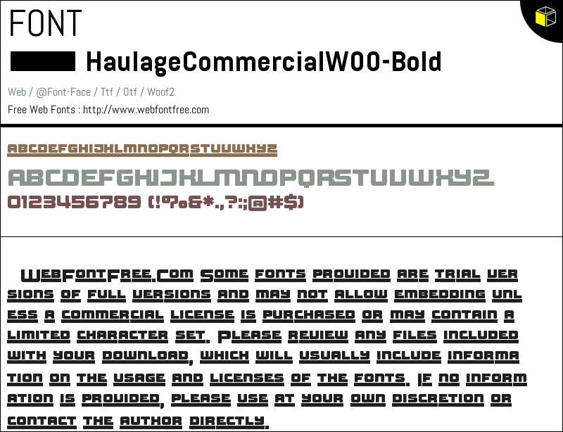 Haulage Commercial W00 Bold Fonts Downloads - WebFontFree.Com