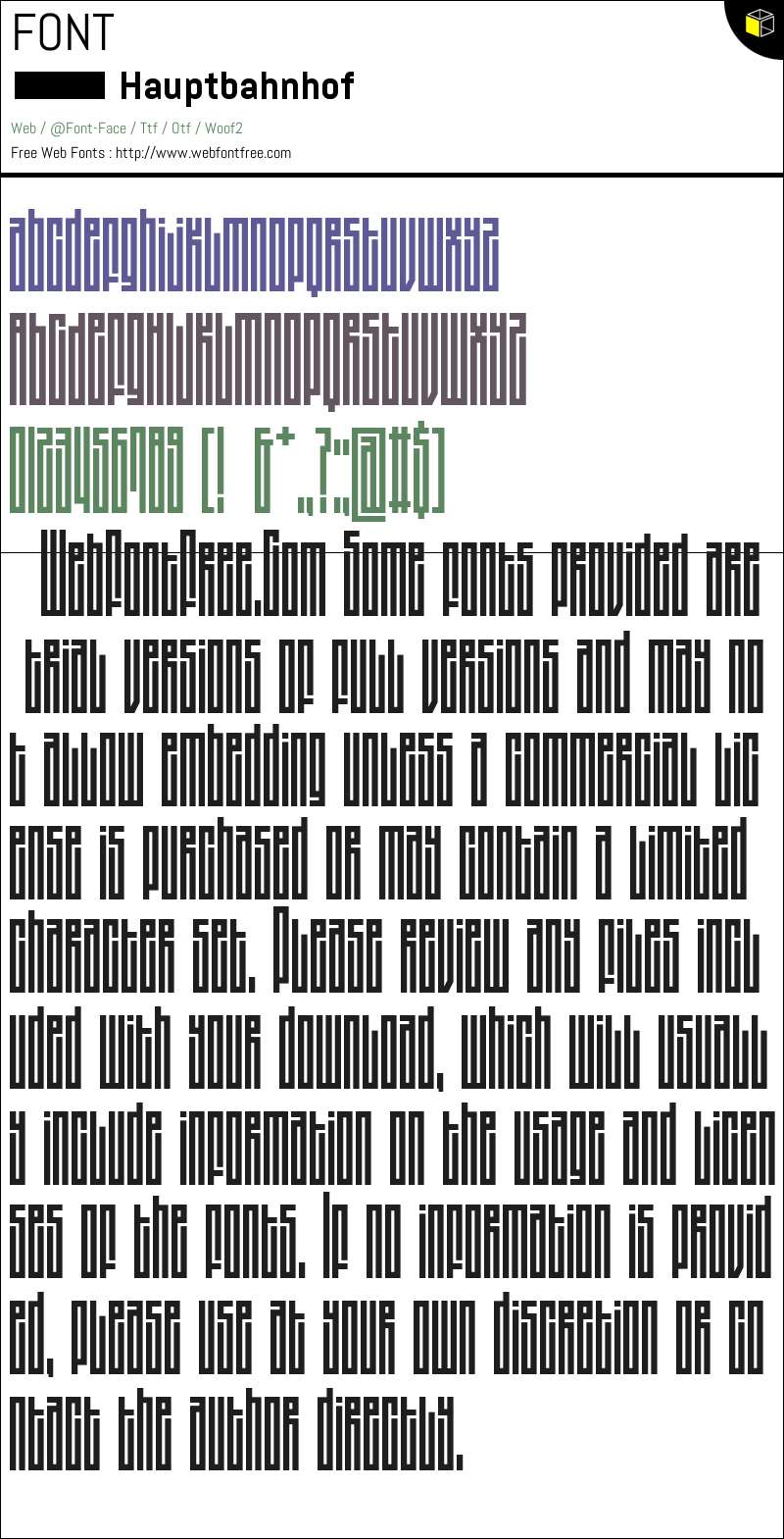 Hauptbahnhof Fonts Downloads - WebFontFree.Com