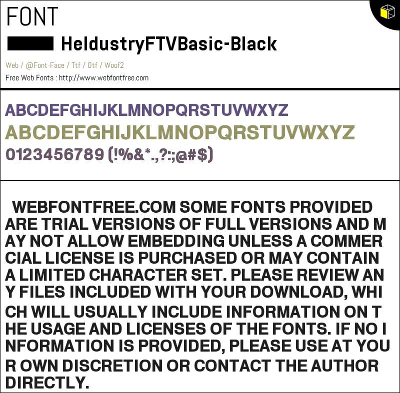 HeldustryFTVBasic Black Fonts Downloads - WebFontFree.Com