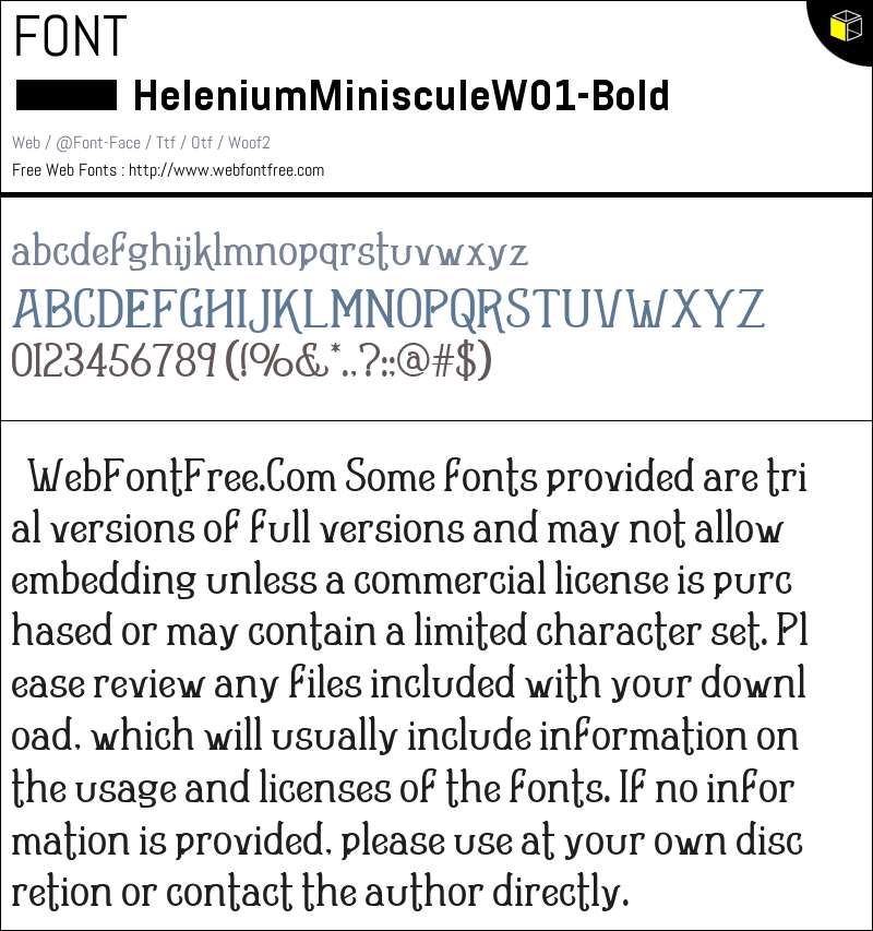 Helenium Miniscule W01 Bold Fonts Downloads - WebFontFree.Com