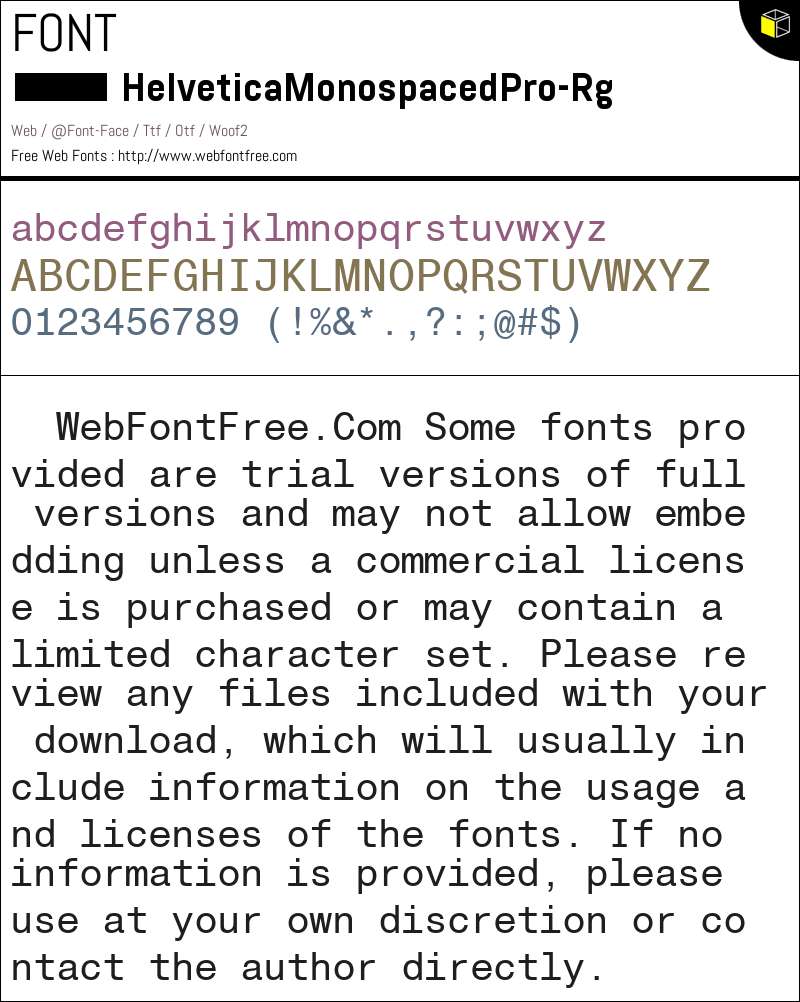 Helvetica Monospaced Pro Fonts Downloads - WebFontFree.Com