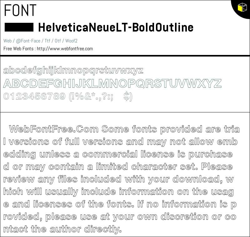 Helvetica LT 75 Bold Outline Fonts Downloads - WebFontFree.Com