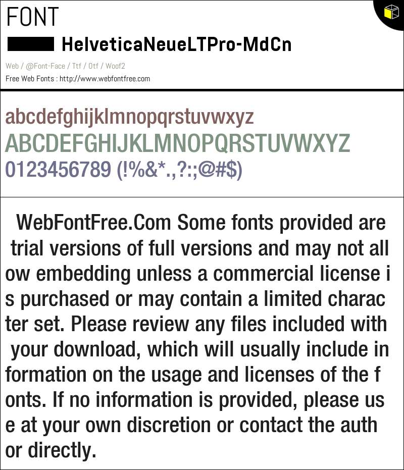 HelveticaNeueLTPro-MdCn 字体 下载 - WebFontFree.Com