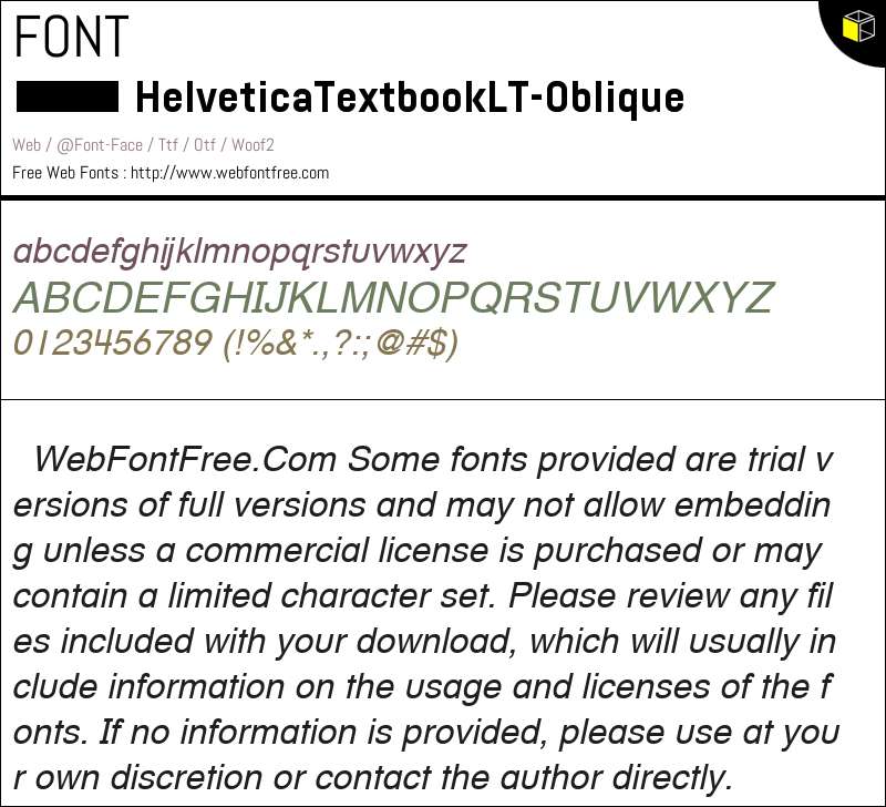 Helvetica Textbook LT Oblique Fonts Downloads - WebFontFree.Com