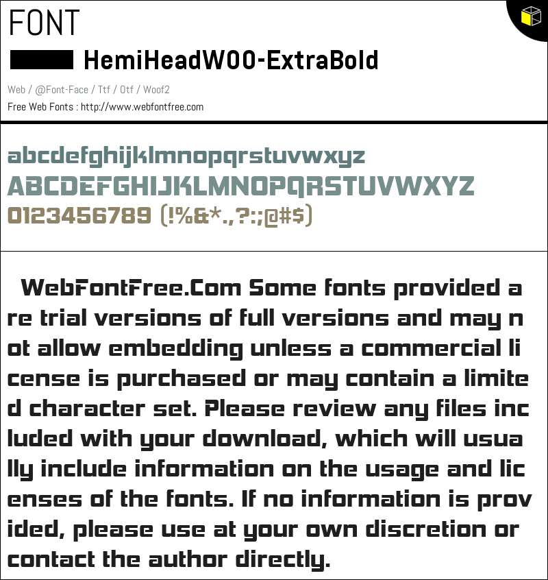 Hemi Head W00 ExtraBold Fonts Downloads - WebFontFree.Com