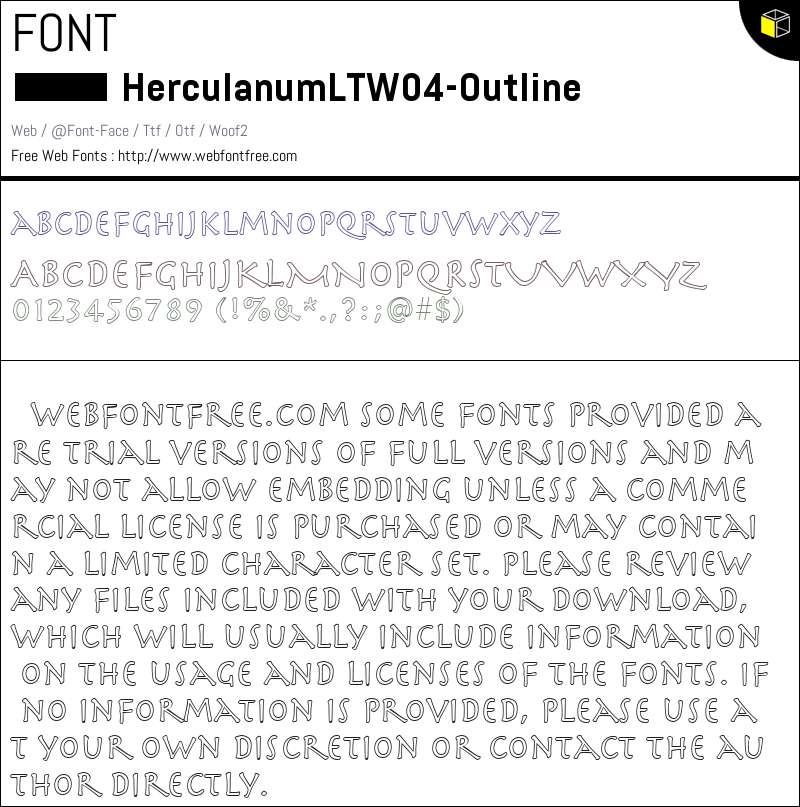 Herculanum LT W04 Outline Fonts Downloads - WebFontFree.Com