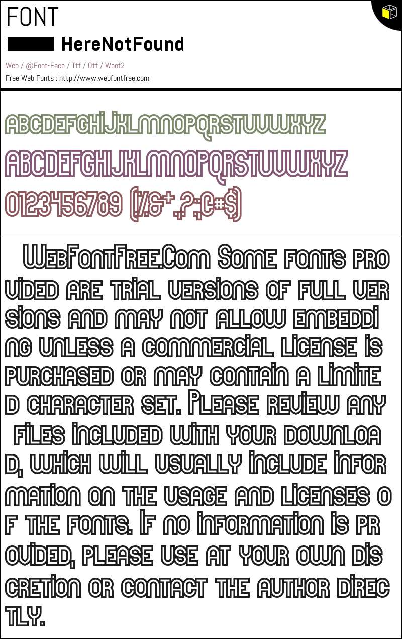Here & Not Found Fonts Downloads - WebFontFree.Com