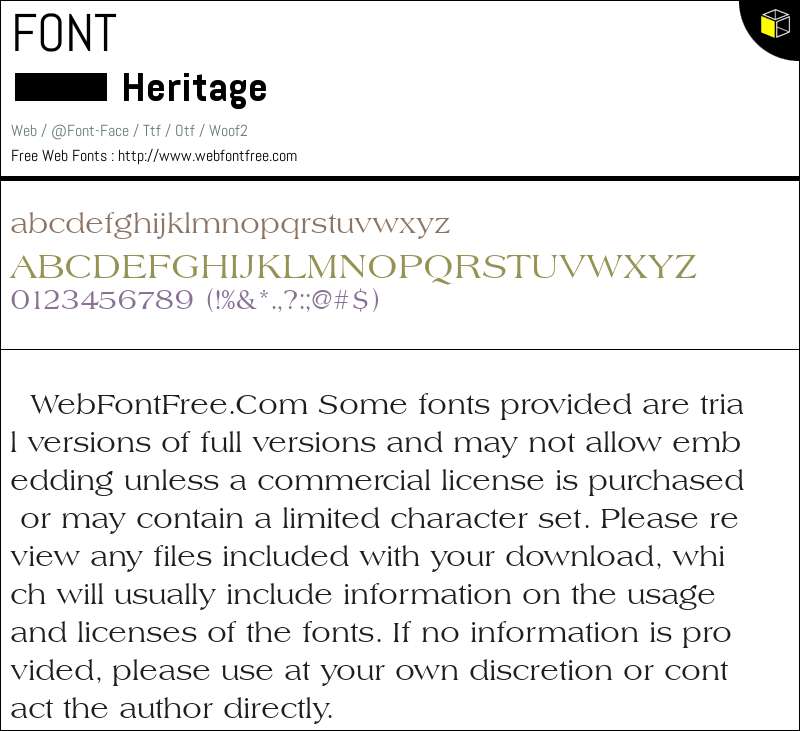 Heritage Fonts Downloads - WebFontFree.Com