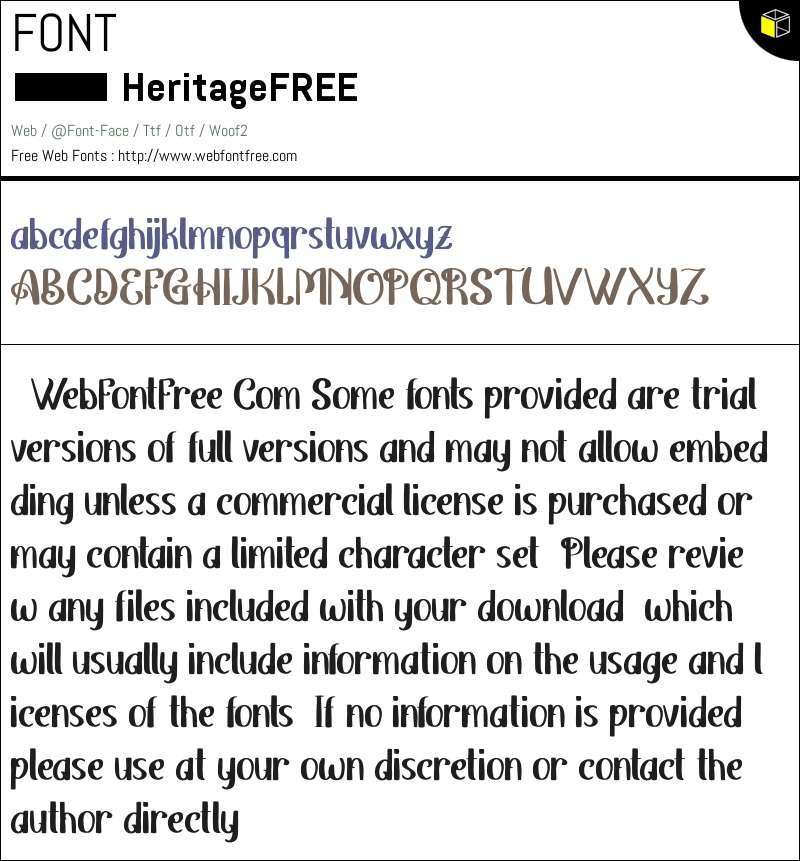 Heritage FREE Fonts Downloads - WebFontFree.Com